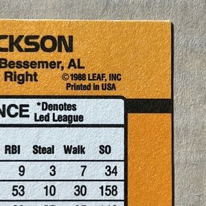 Donruss | Other | Bo Jackson Error Baseball Card | Poshmark